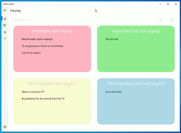Task Matrix (Eisenhower matrix)